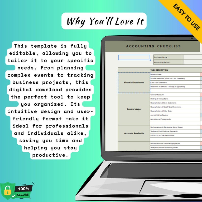 Accounting Checklist Template: Monthly & Year-end Tasks (digital ...