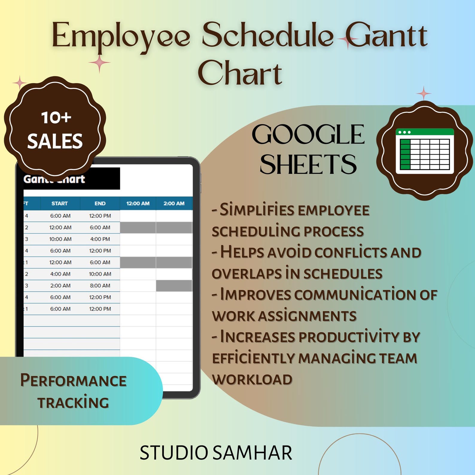 Employee Schedule Gantt Chart Template Google Sheets Staff Planner Work ...