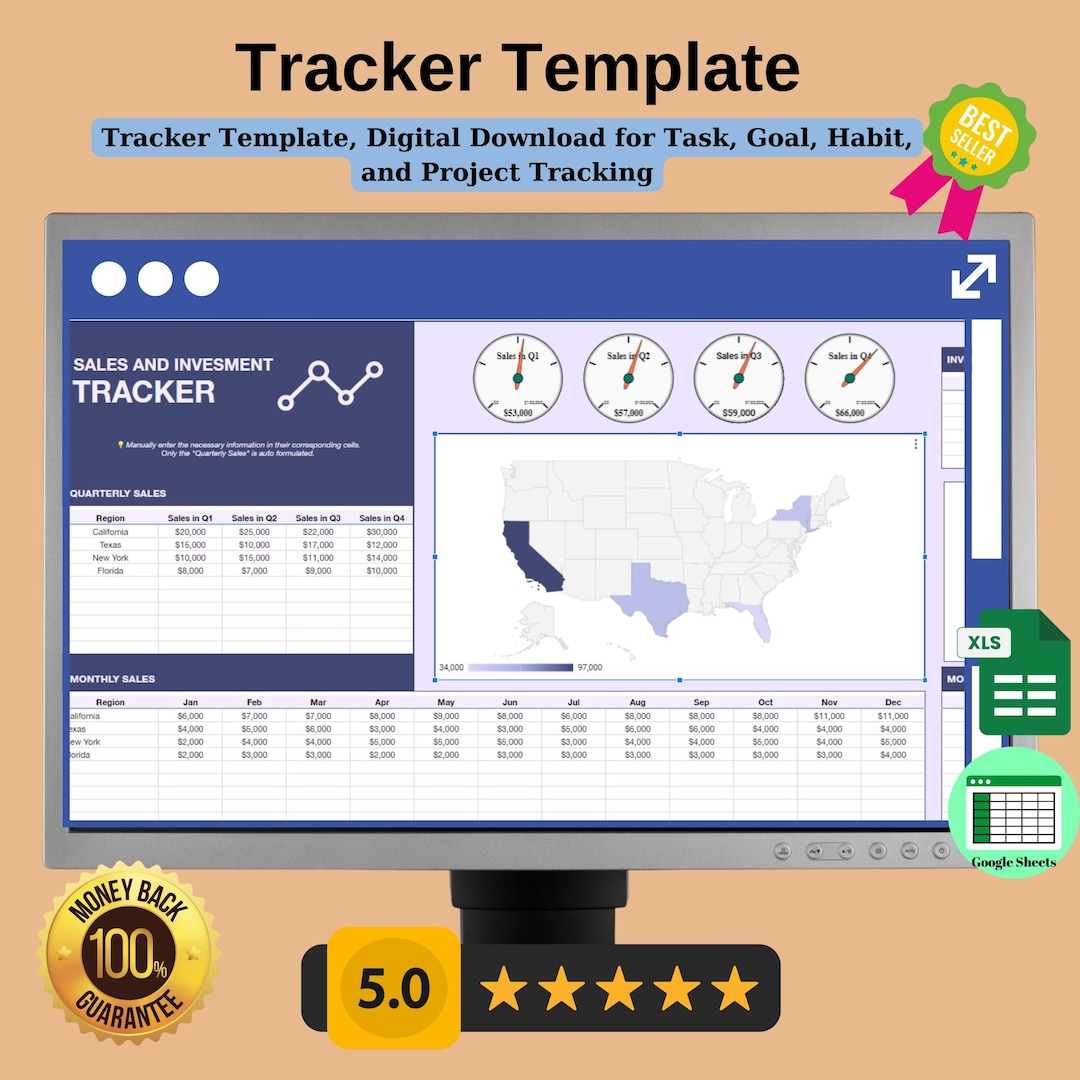 Tracker Template, Editable Google Sheets, Easy-to-use, Digital Download ...