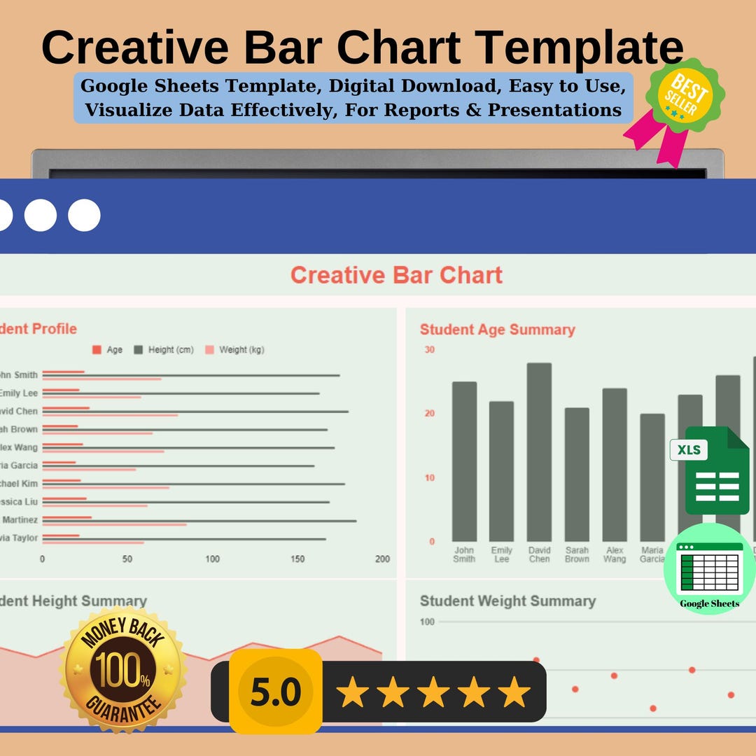 Creative Bar Chart Template, Editable Google Sheets Template, Digital ...