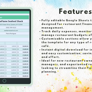 Restaurant Financial Plan Template, Editable Google Sheets, Easy-to-use ...