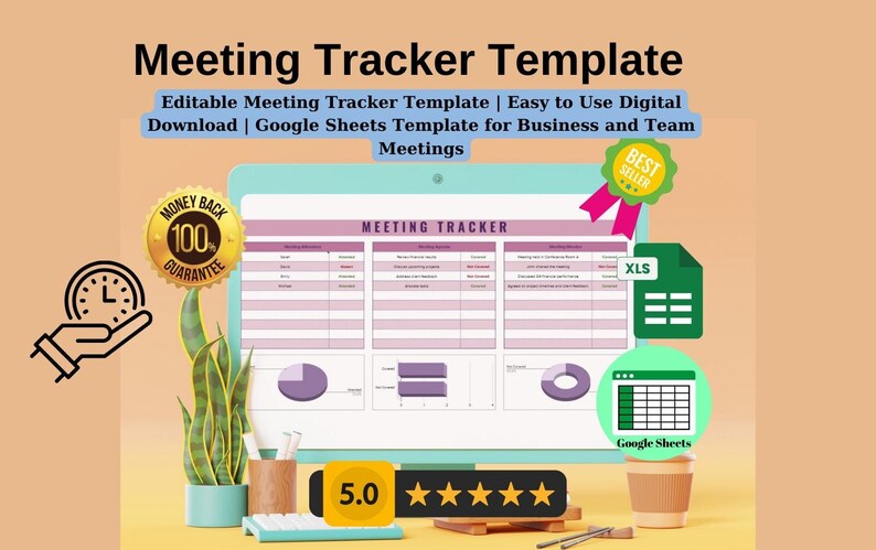 Editable Meeting Tracker Template Easy to Use Digital Download Google ...
