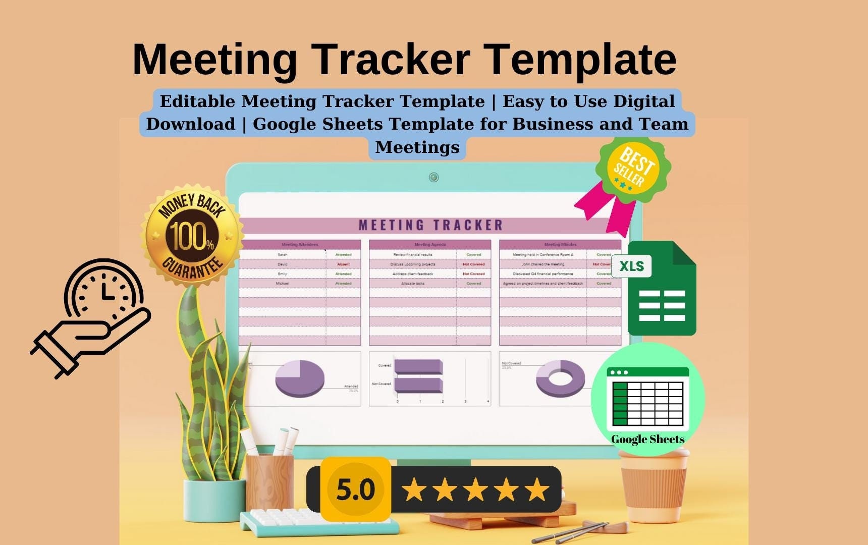 Editable Meeting Tracker Template | Easy to Use Digital Download ...