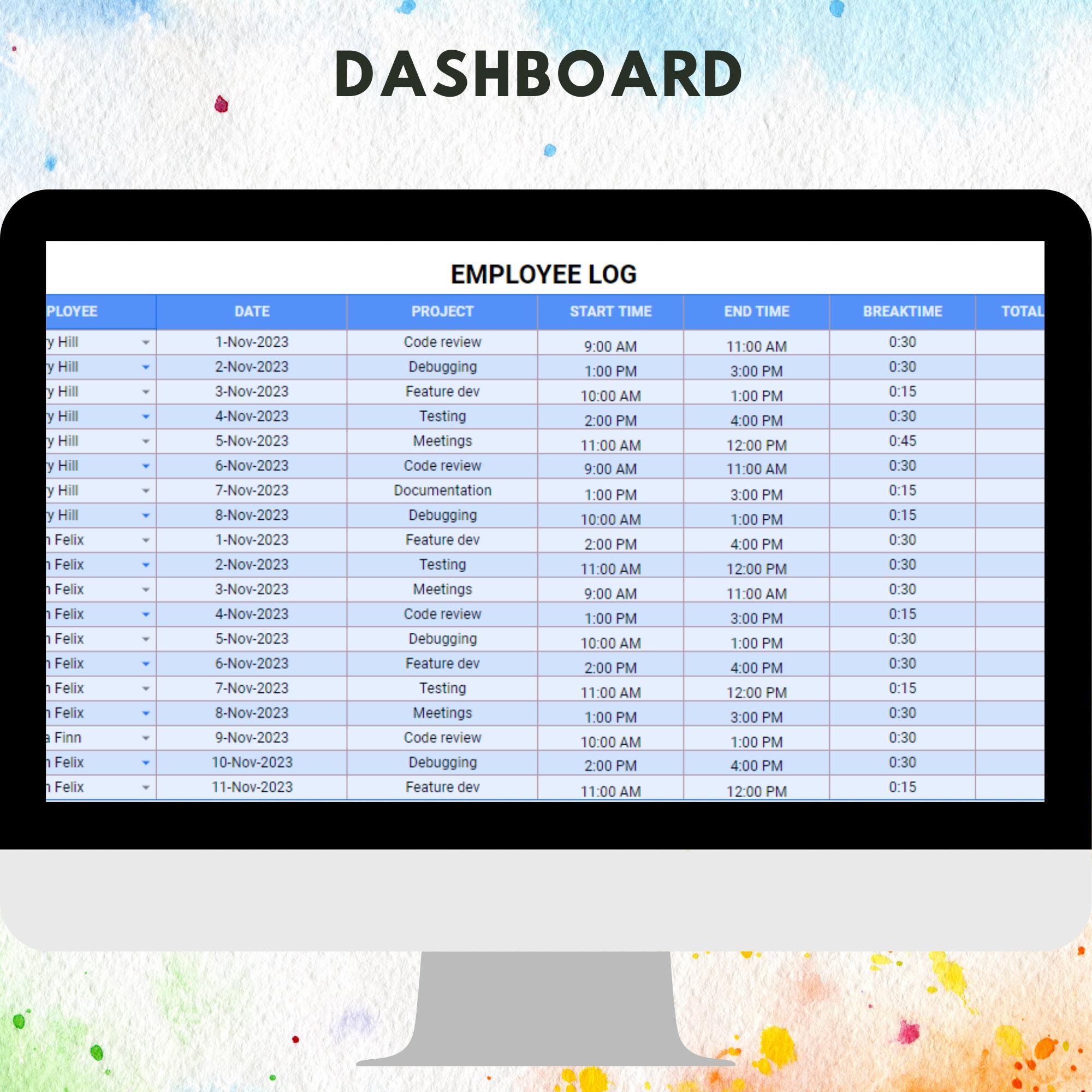 Office Timesheet Template: Editable Google Sheets (digital Download) - Etsy