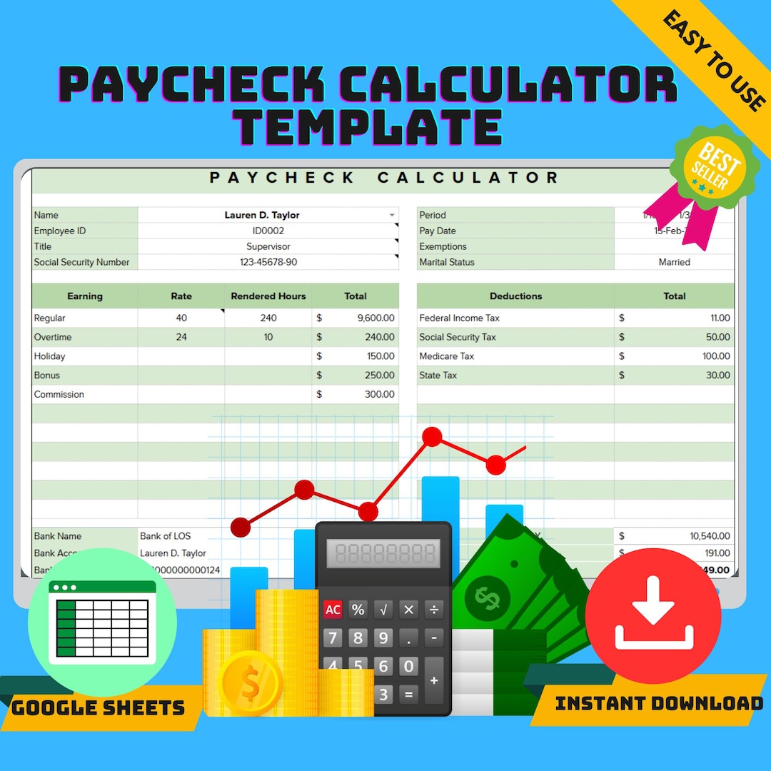 Paycheck Calculator Template for Google Sheets, Income & Tax Tracker ...