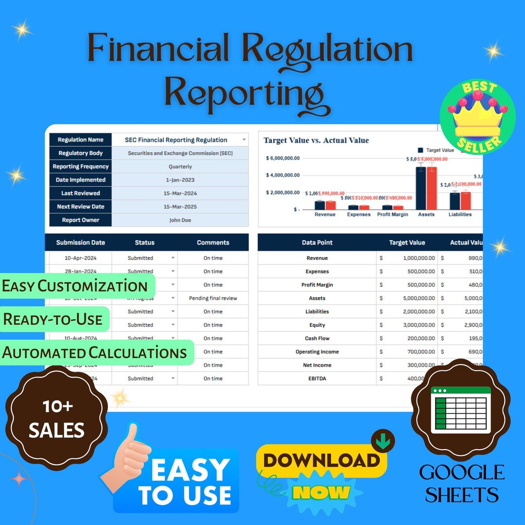 Financial Regulation Reporting Template, Editable Google Sheets ...