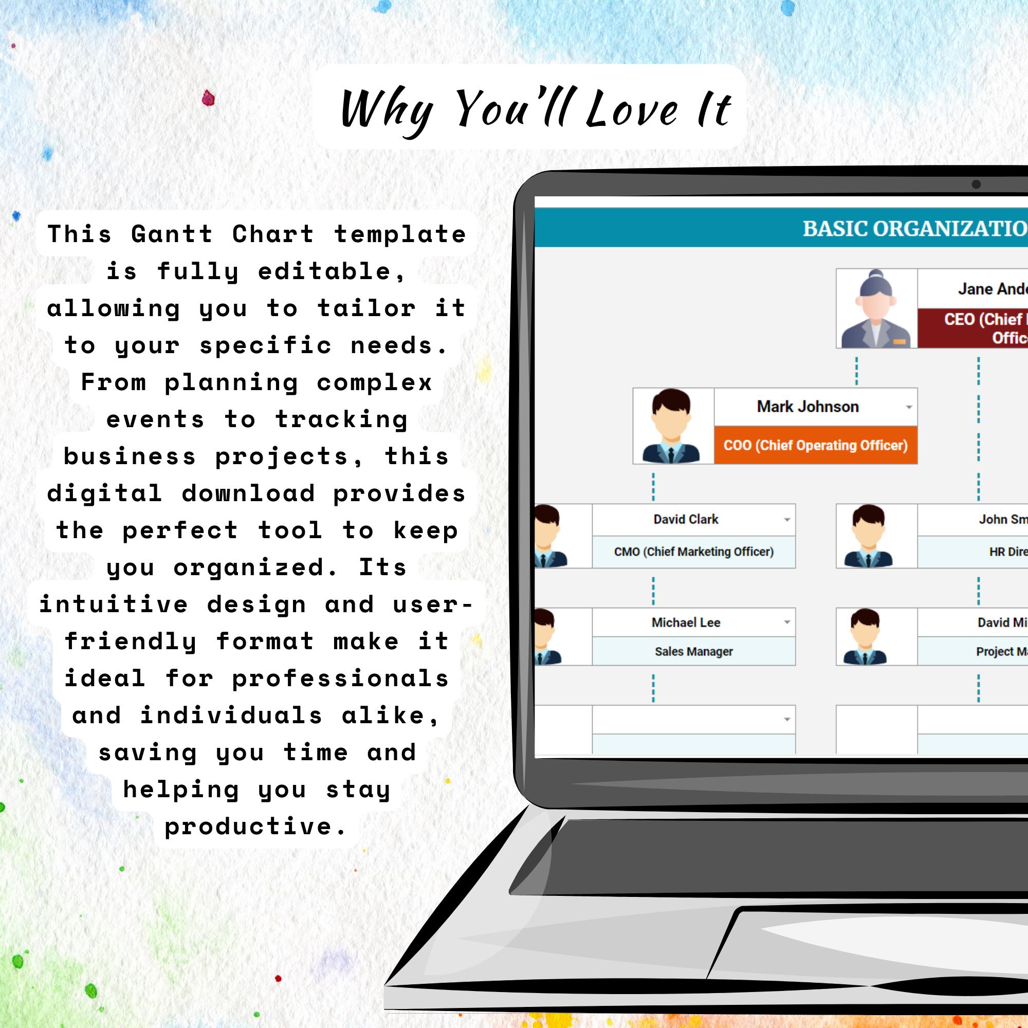 Basic Organizational Chart Template, Editable Google Sheets Template ...