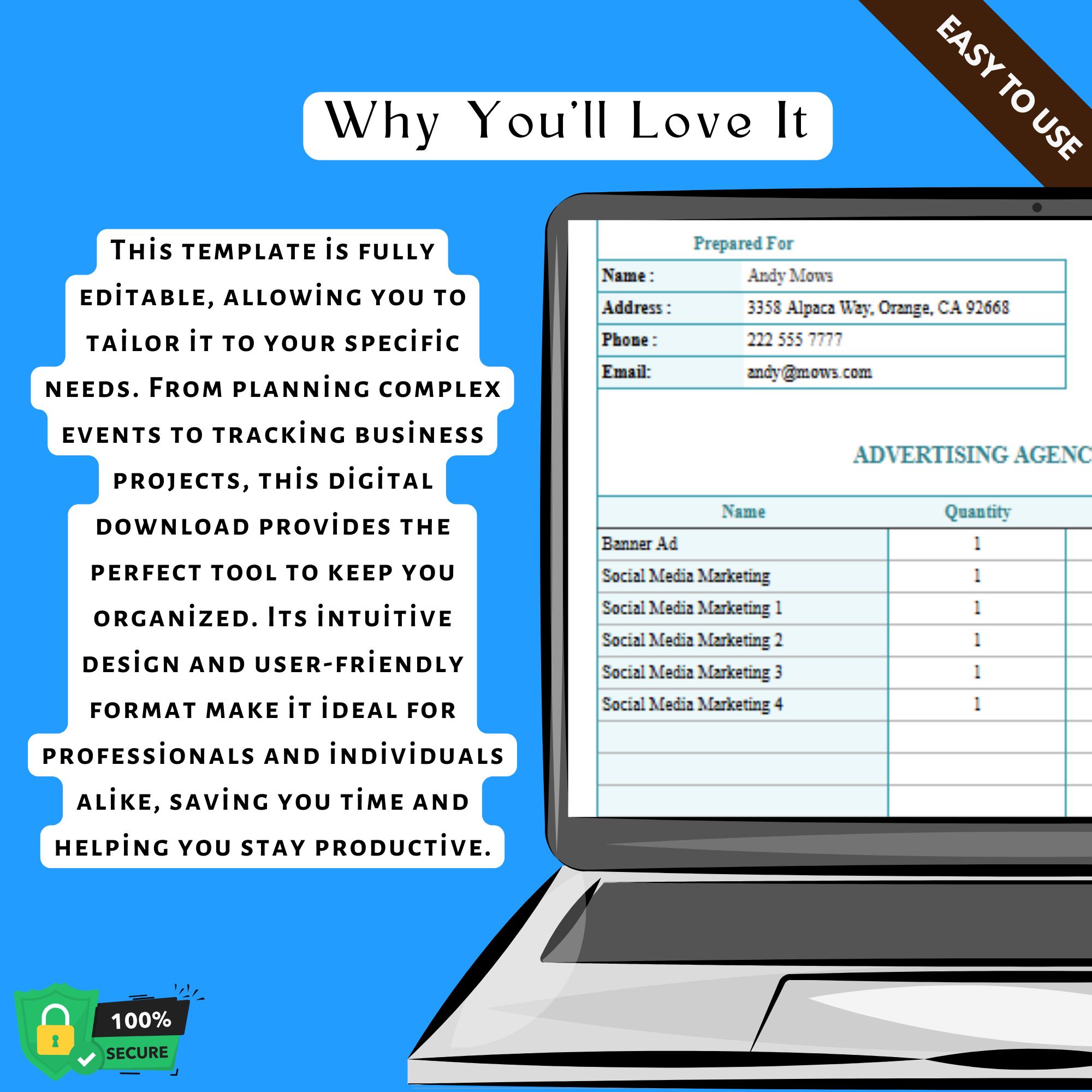 Sample Advertising Agency Quotation Template, Google Sheets, Digital ...
