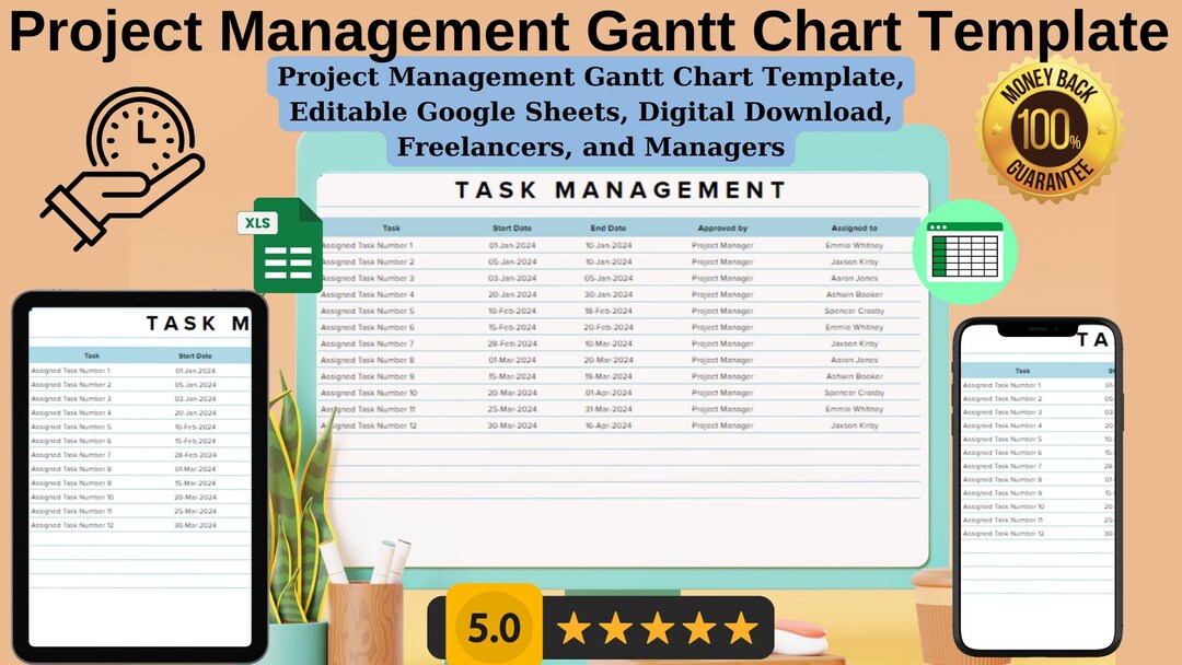 Project Management Gantt Chart Template: Editable Google Sheets ...