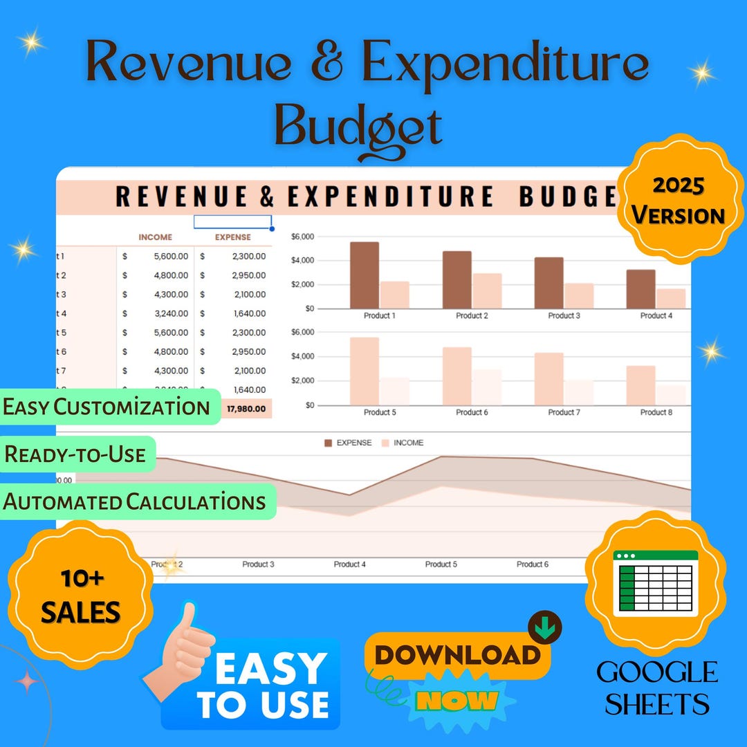 Revenue - Expenditure Budget Template, Income & Expense Tracker ...