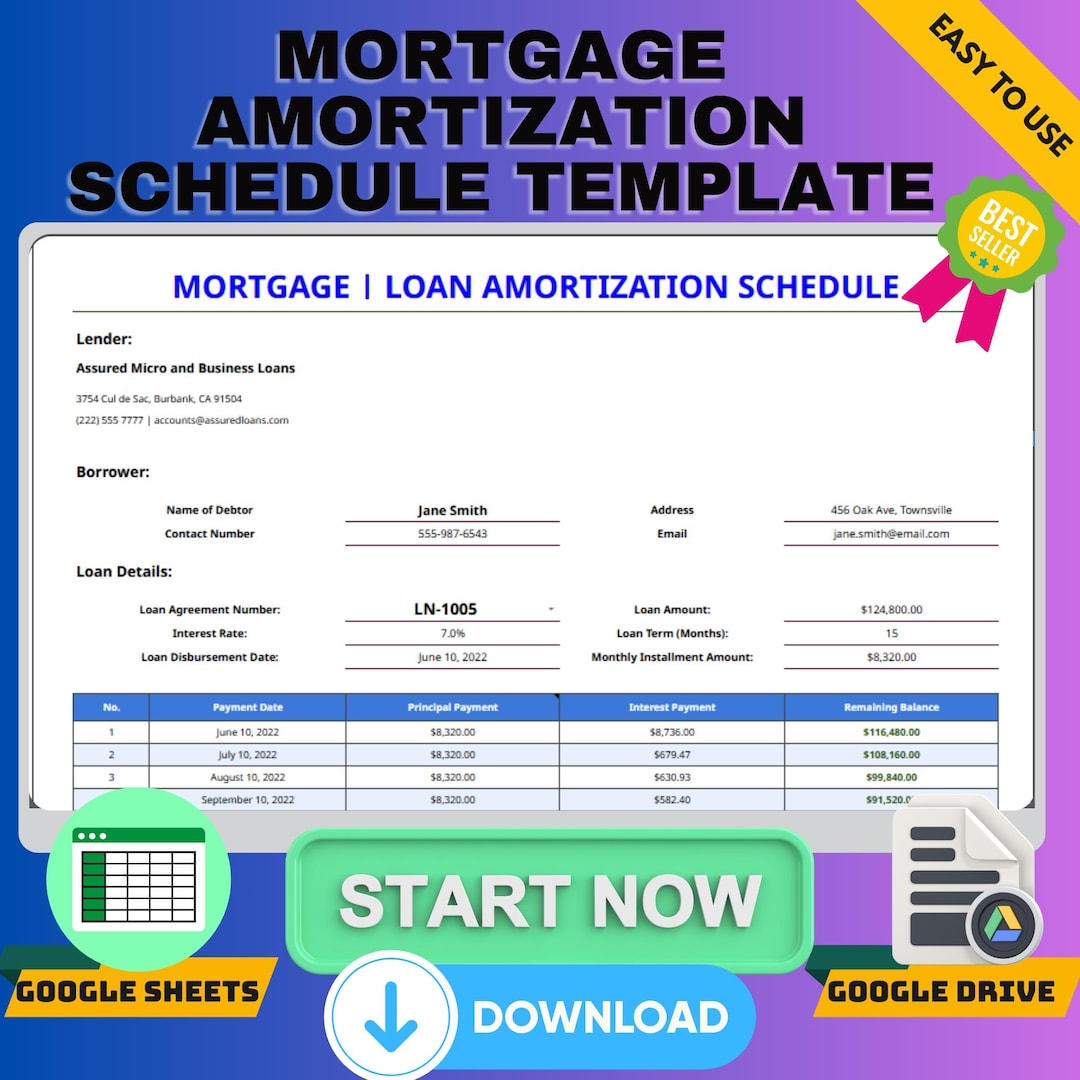 Mortgage Amortization Schedule Template, Google Sheets Loan Tracker ...