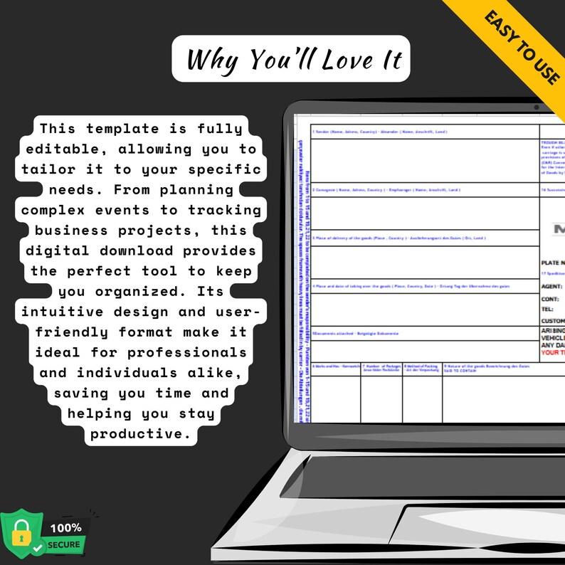 CMR International Bill of Lading Template: Google Sheets (digital ...