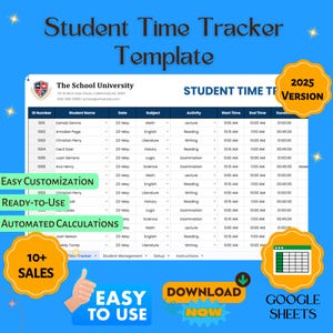 Student Time Tracker Template: Study Schedule Organizer (digital ...