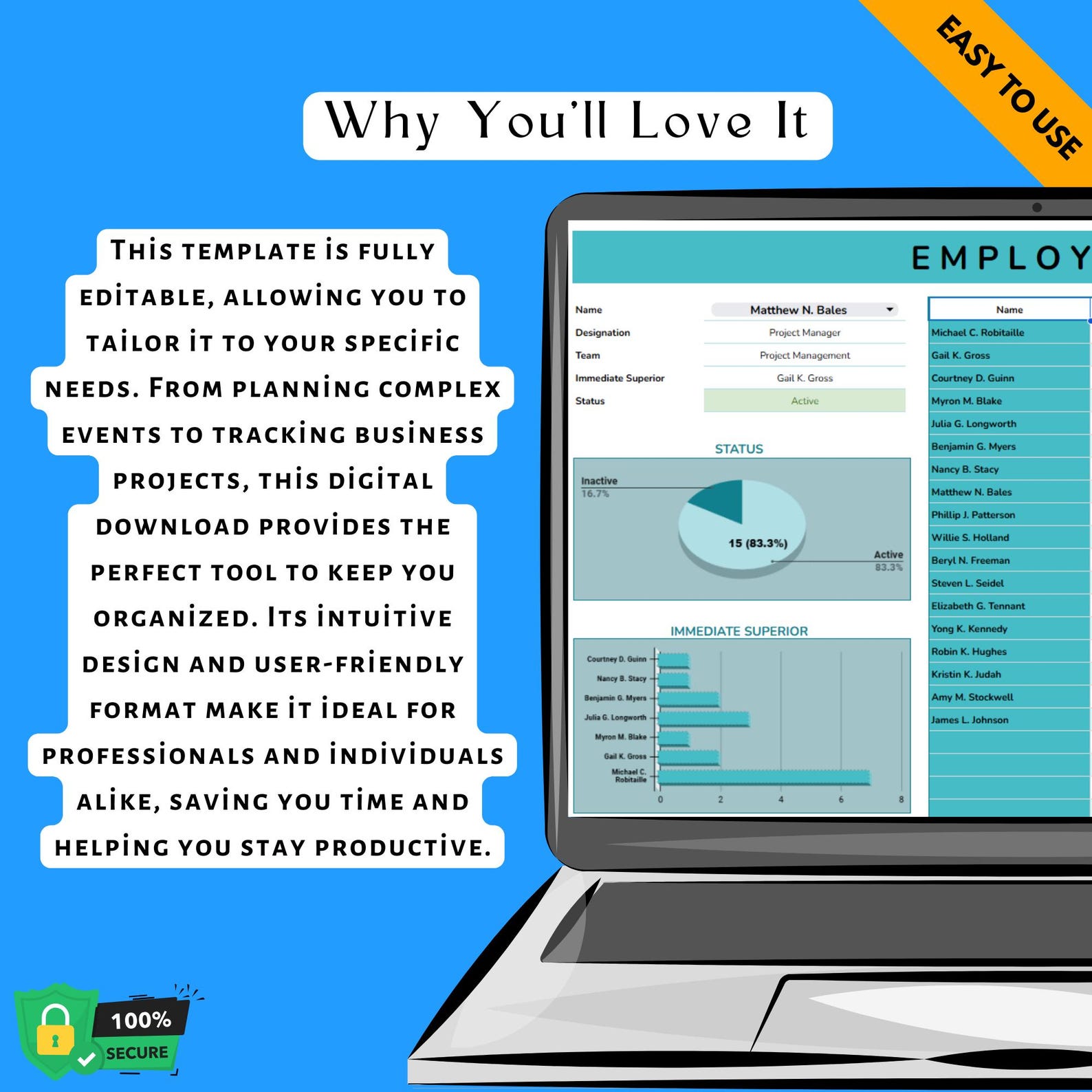 Employee List Template, Google Sheets Staff Directory, Editable Excel ...