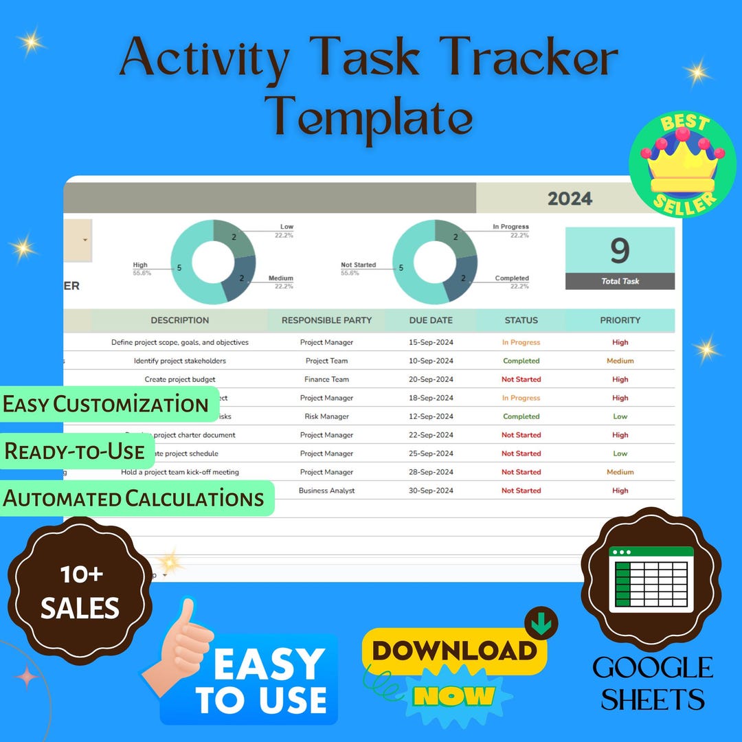 Activity Task Tracker Template, Editable Google Sheets, Daily & Weekly ...
