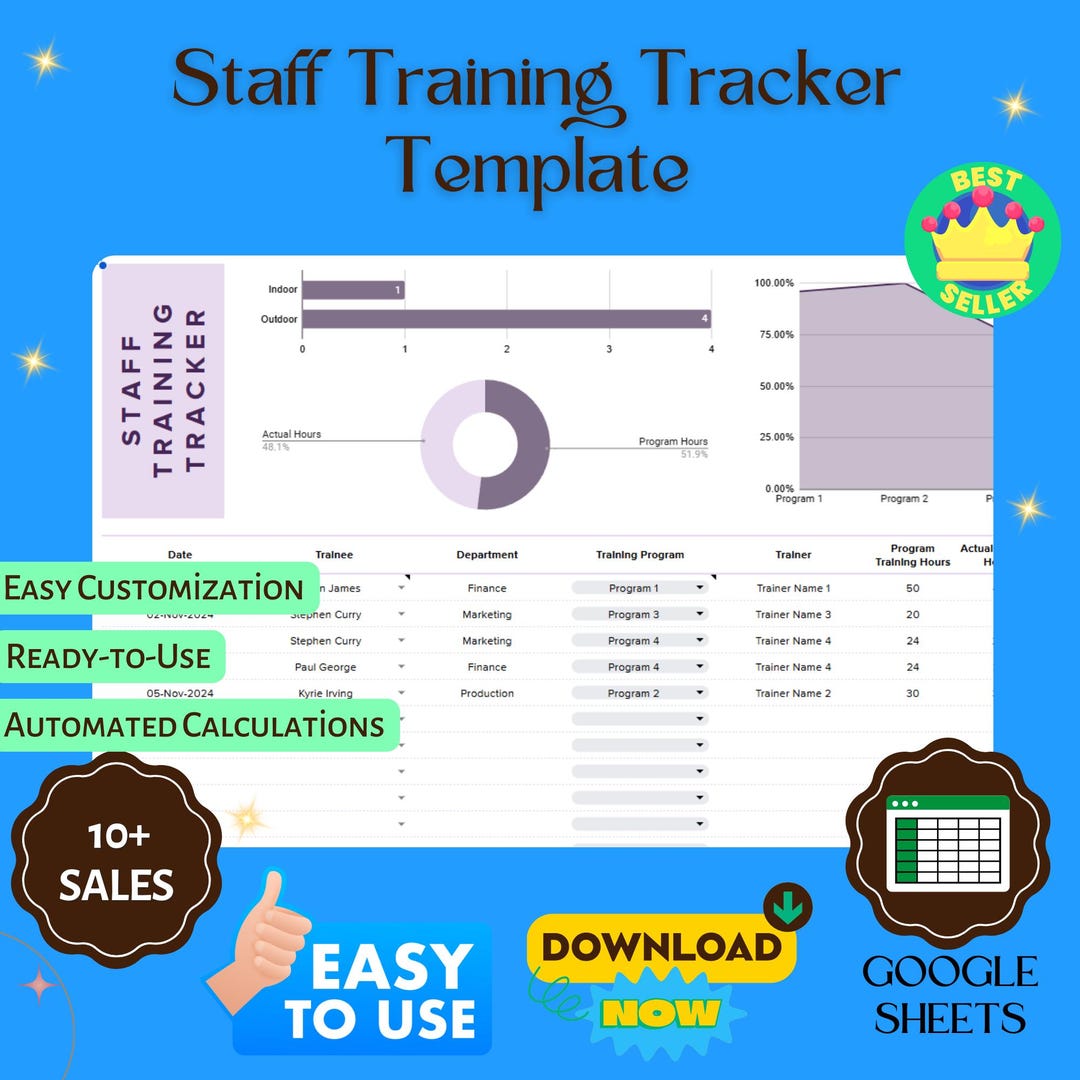 Staff Training Tracker Template, Editable Google Sheets, Employee ...