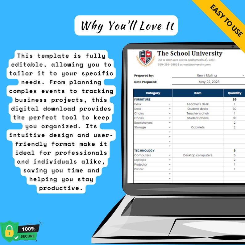 Classroom Inventory Checklist Template Editable Google Sheets Digital ...