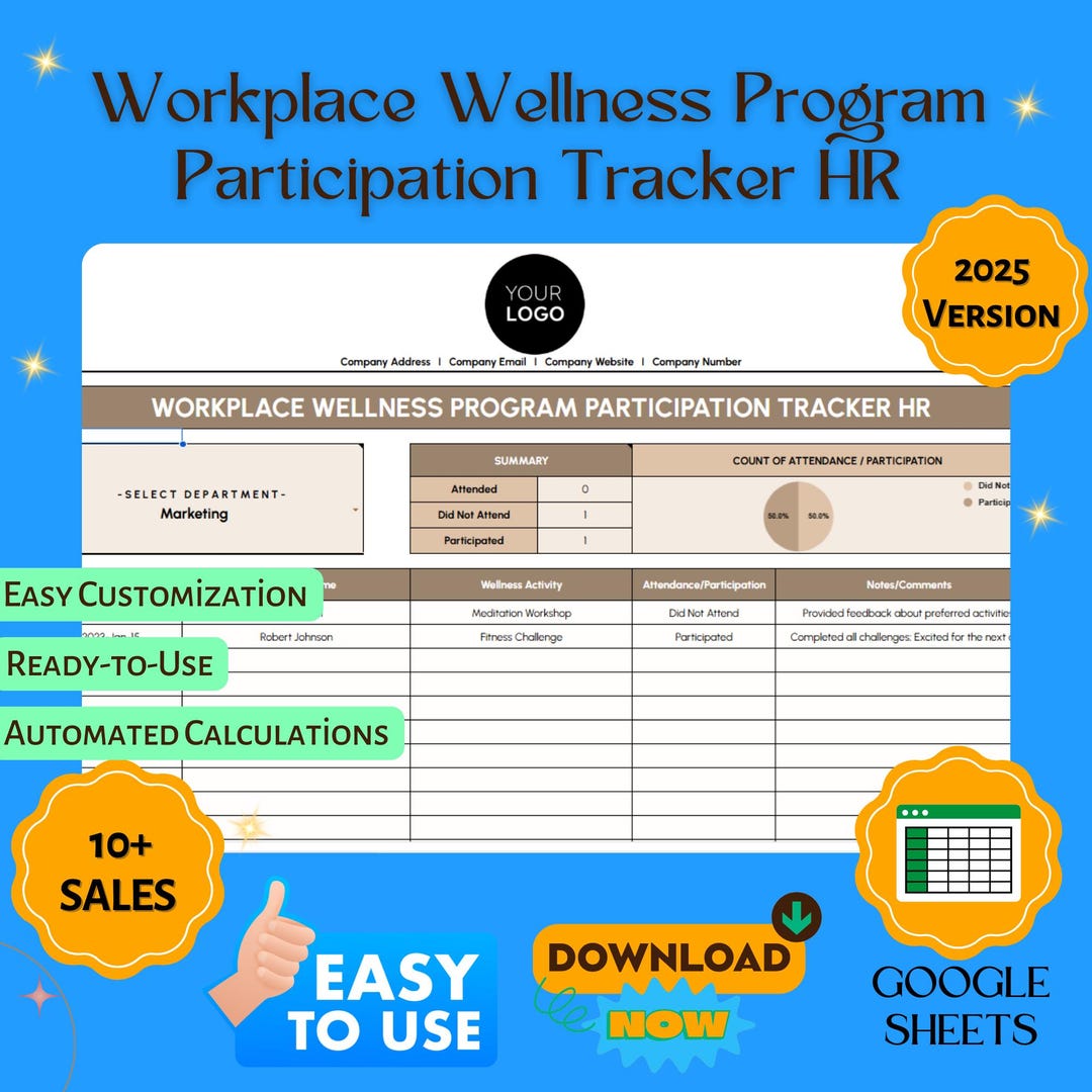 Workplace Wellness Program Participation Tracker, Editable Google ...