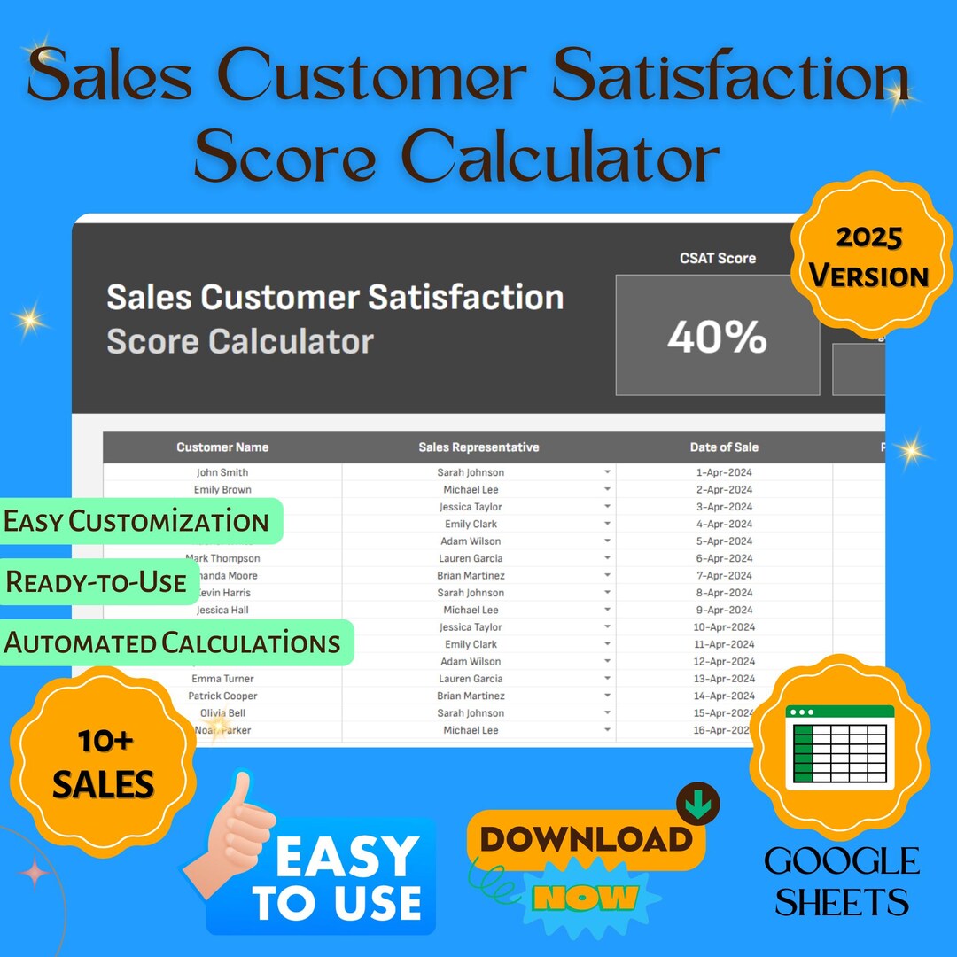 Sales Customer Satisfaction Score Calculator | CSAT Survey Tracker ...
