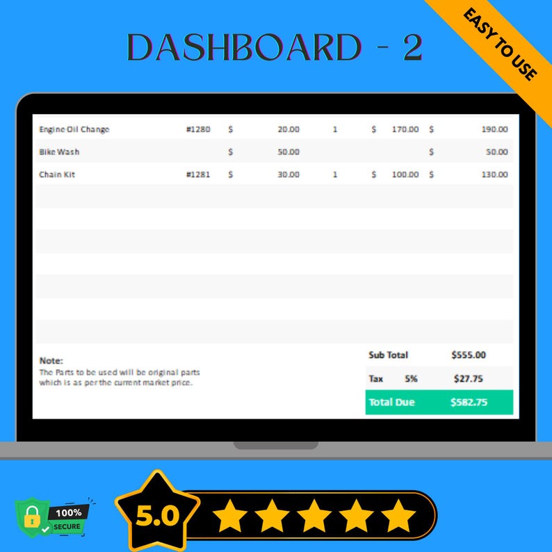 Motorcycle Repair Estimate Template, Google Sheets Auto Service Invoice ...