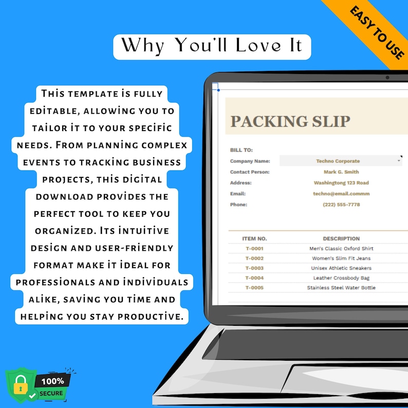 Retail Packing Slip Template, Printable Order Invoice, Google Sheets ...