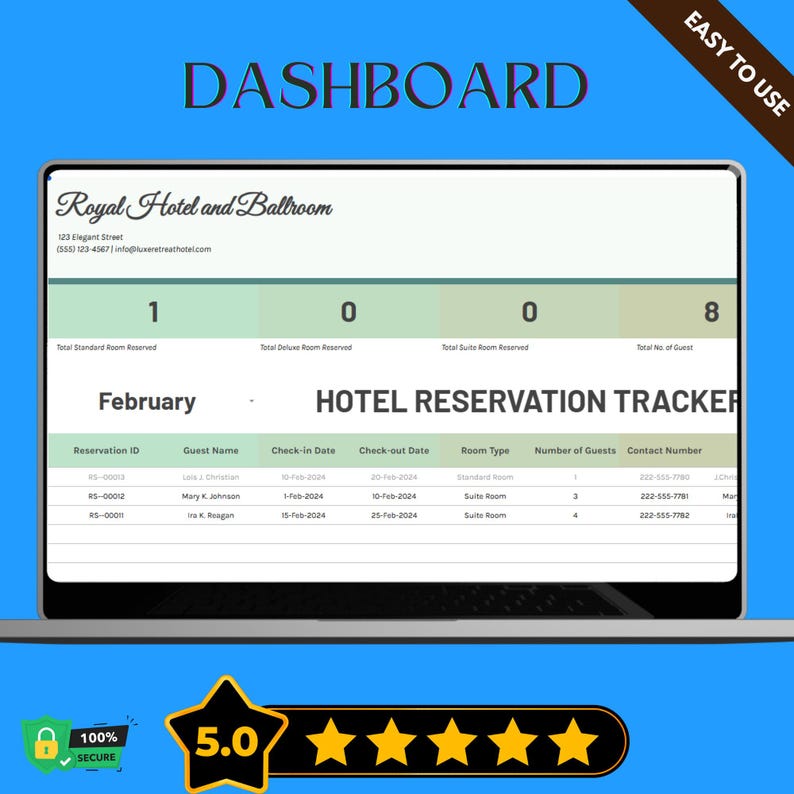 Hotel Reservation Tracker Template, Editable Google Sheets, Digital ...