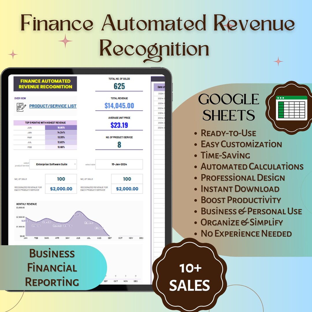 Finance Automated Revenue Recognition Template, Google Sheets, Digital ...
