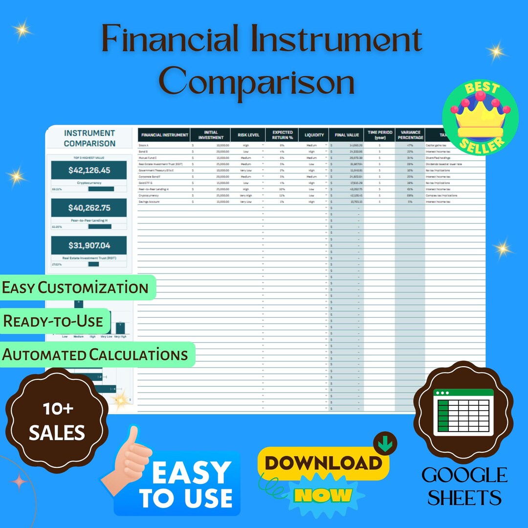 Financial Instrument Comparison Template, Editable Google Sheets ...
