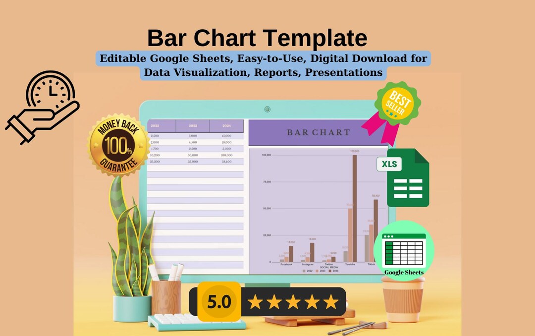 Bar Chart Template, Editable Google Sheets, Easy-to-use, Digital ...