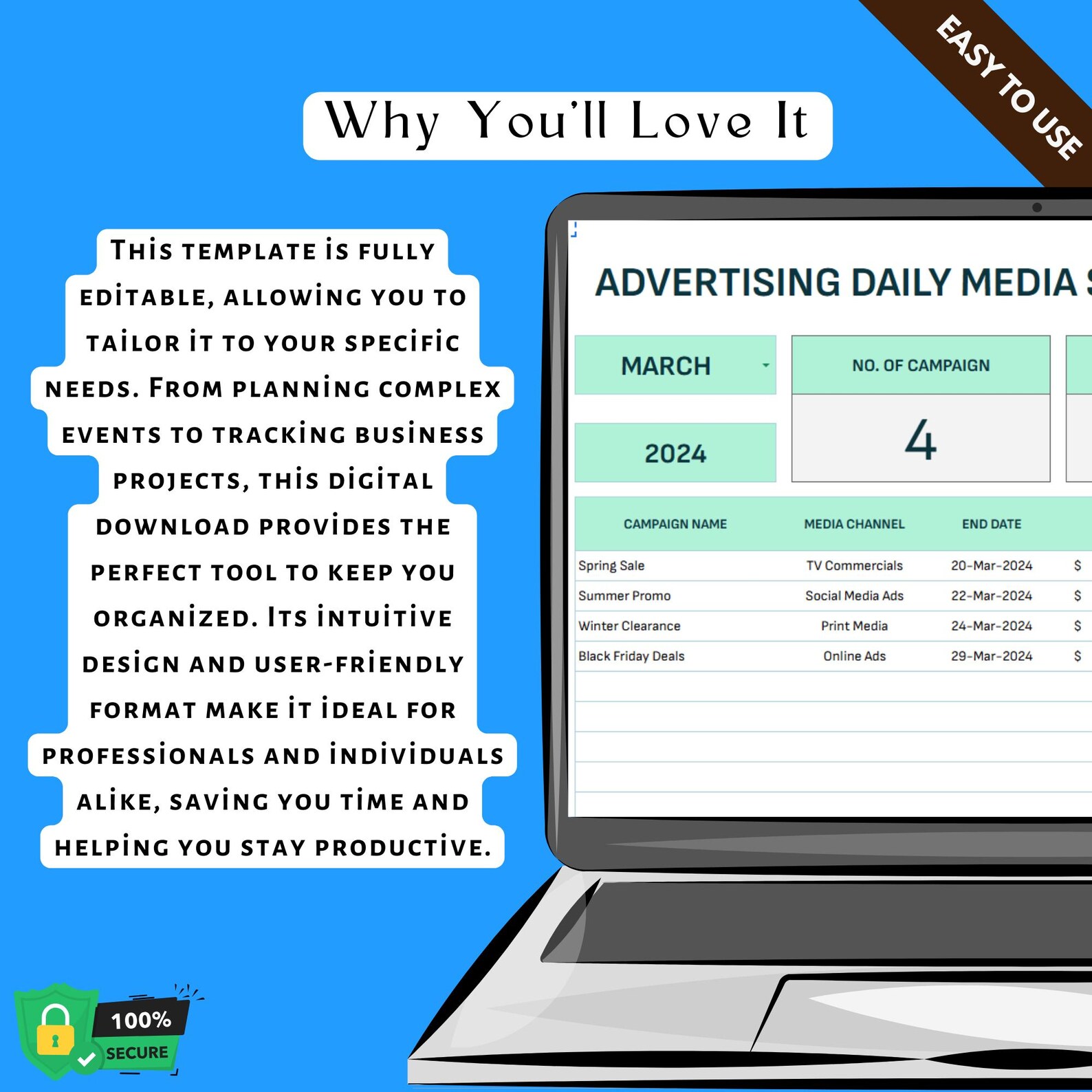 Advertising Daily Media Spend Tracker Template, Google Sheets, Track ...
