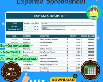 Expense Report, Google Sheets Template for Business and Personal Budget ...