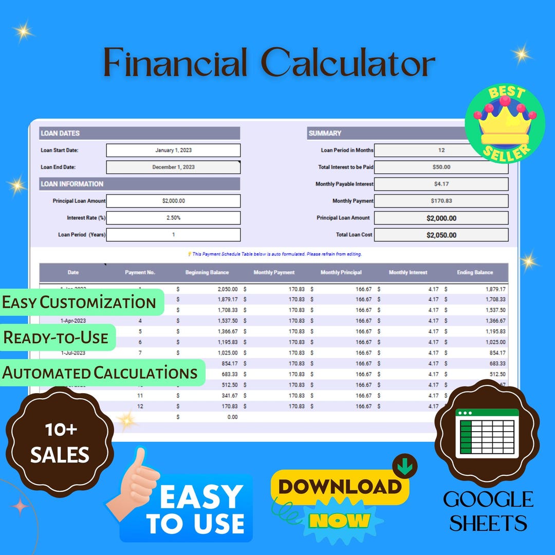 Financial Statement Template, Editable Google Sheets, Digital Download ...