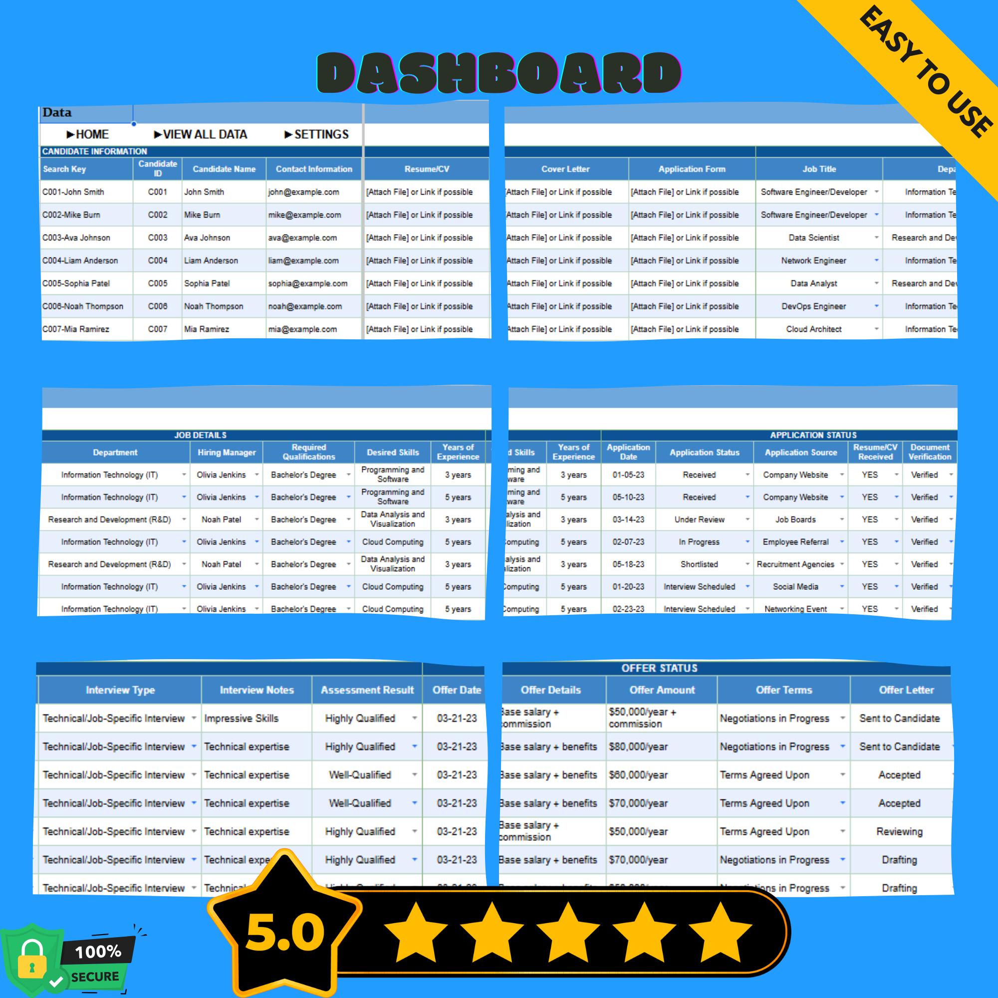 HR Recruitment Tracking Spreadsheet Template, Google Sheets Hiring ...