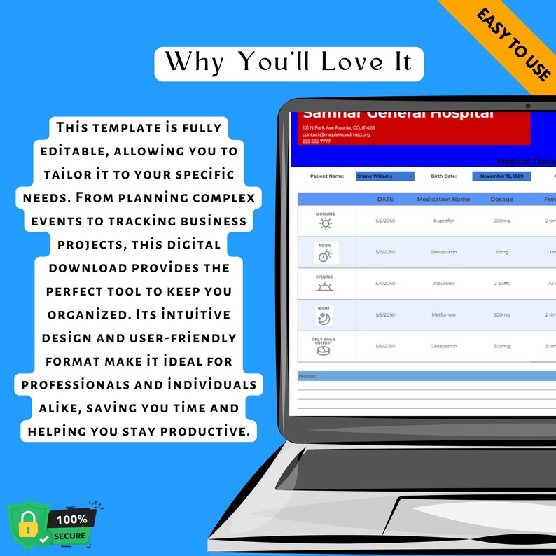 Medication Tracker Template, Google Sheets Medicine Log, Editable Pill Tracker Spreadsheet ...