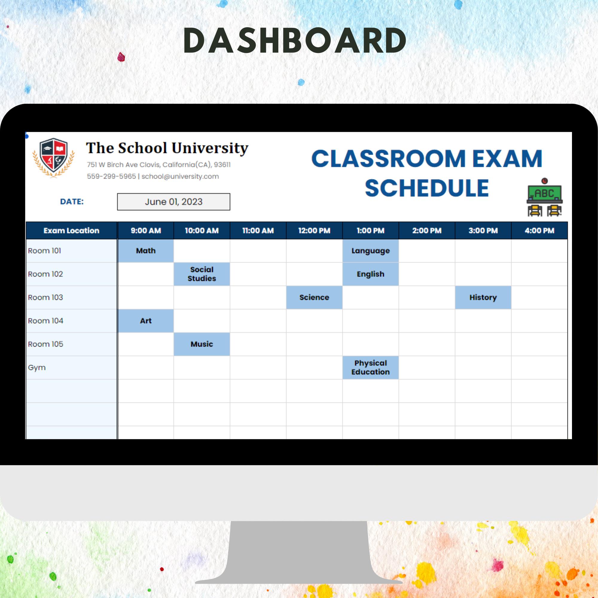 Exam Schedule Template, Editable Google Sheets Template, Digital ...