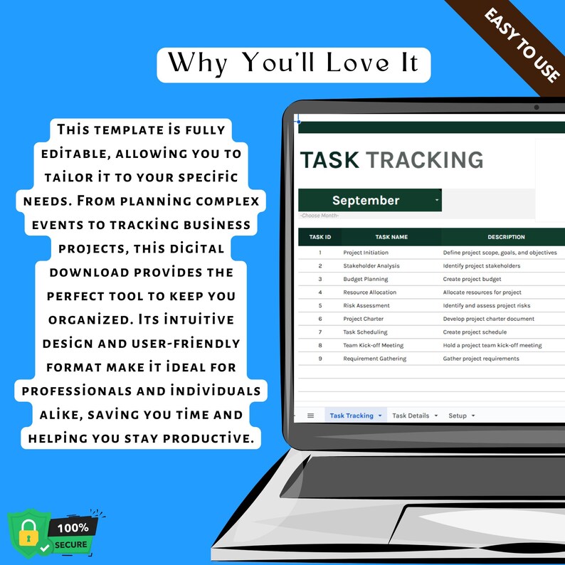 Task Tracking Template, Google Sheets, Project Management Tool, Simple ...