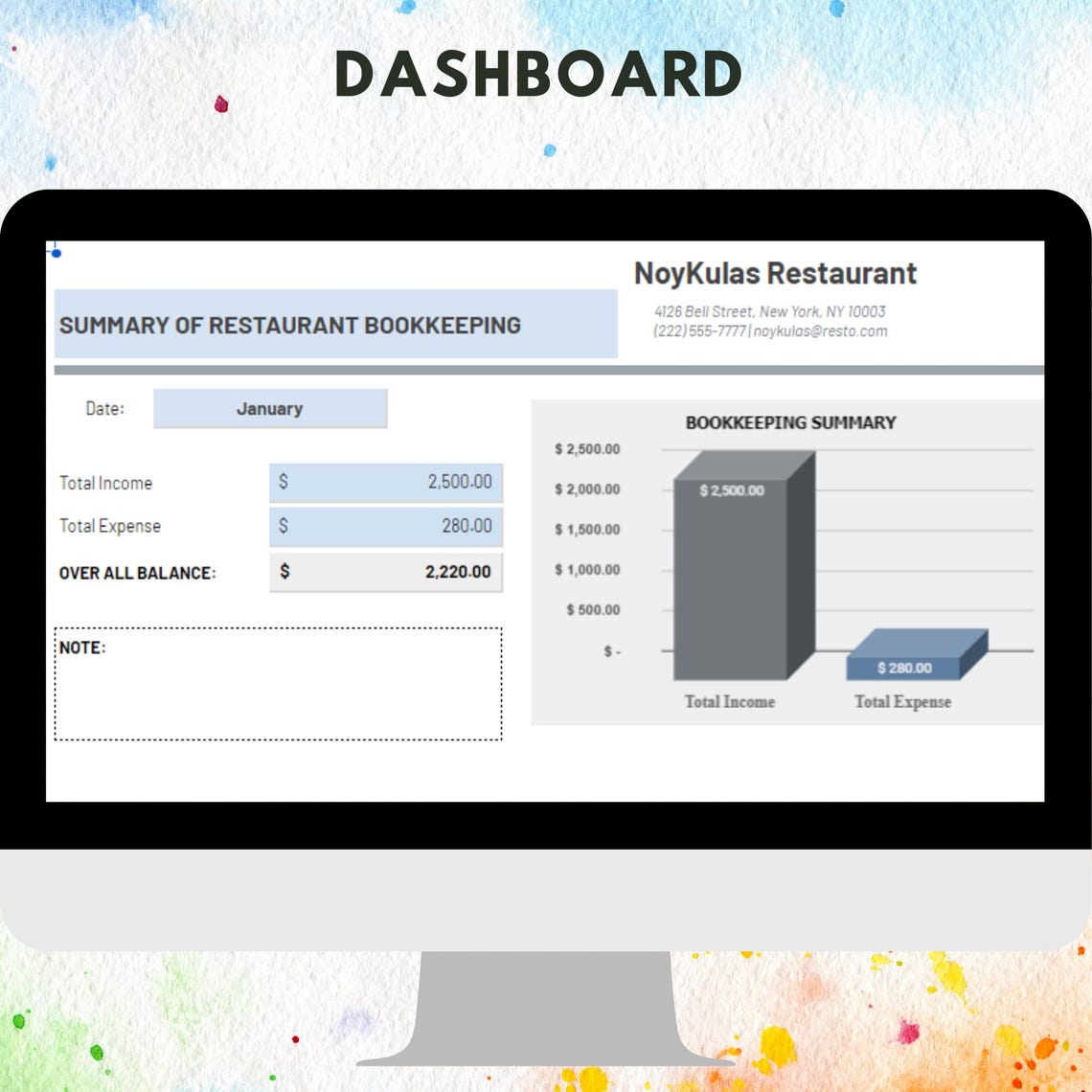 Restaurant Bookkeeping Template, Editable Google Sheets Template ...