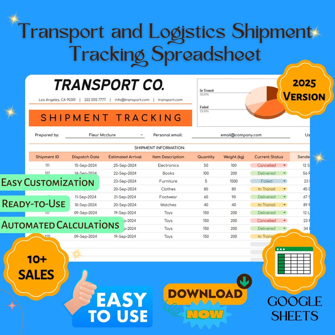 Shipment Tracking Spreadsheet: Logistics & Delivery Management (google ...