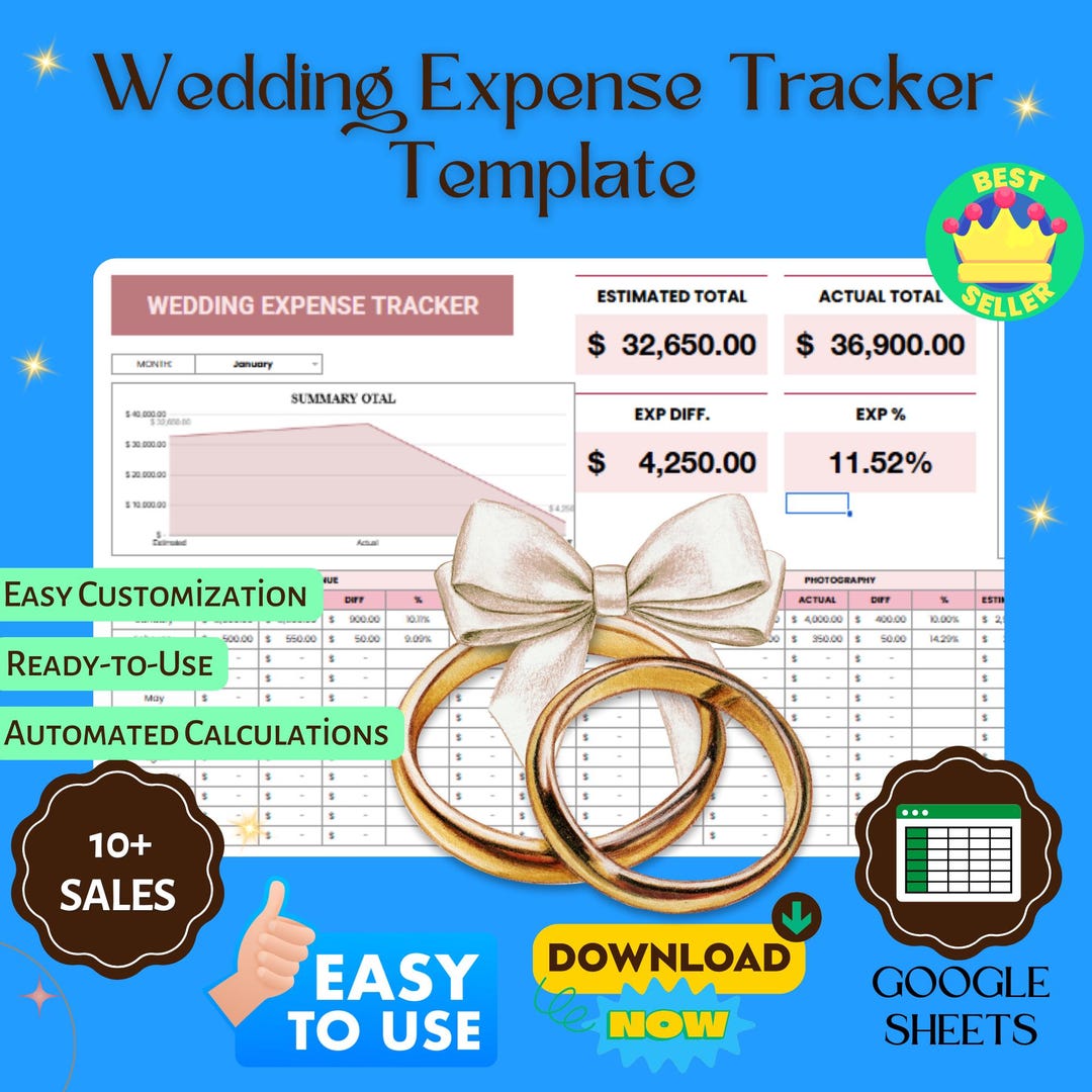 Wedding Expense Tracker Template, Editable Wedding Budget Planner ...