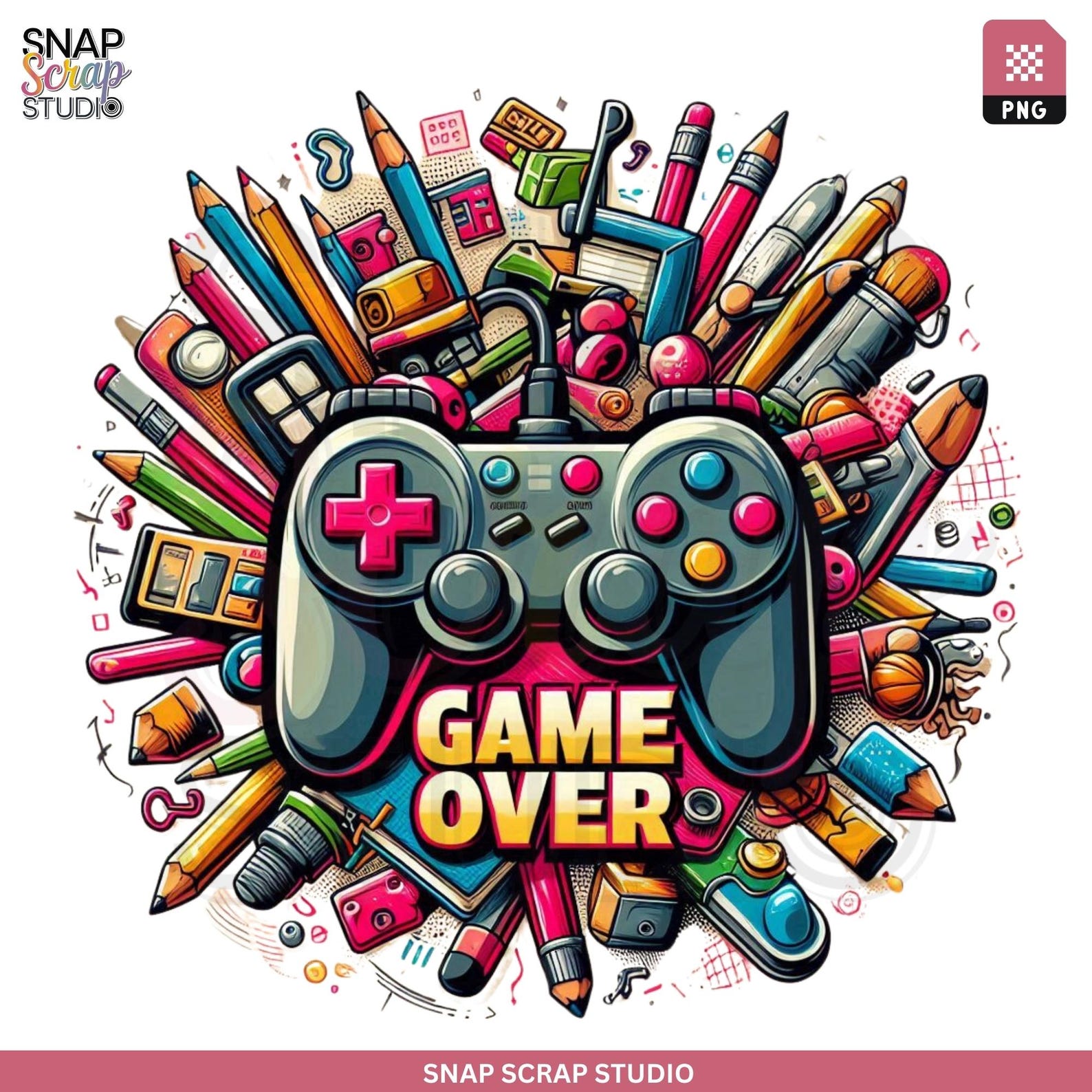 Vibrant Game Over Png, Graffiti Gaming Controller Sublimation Design ...