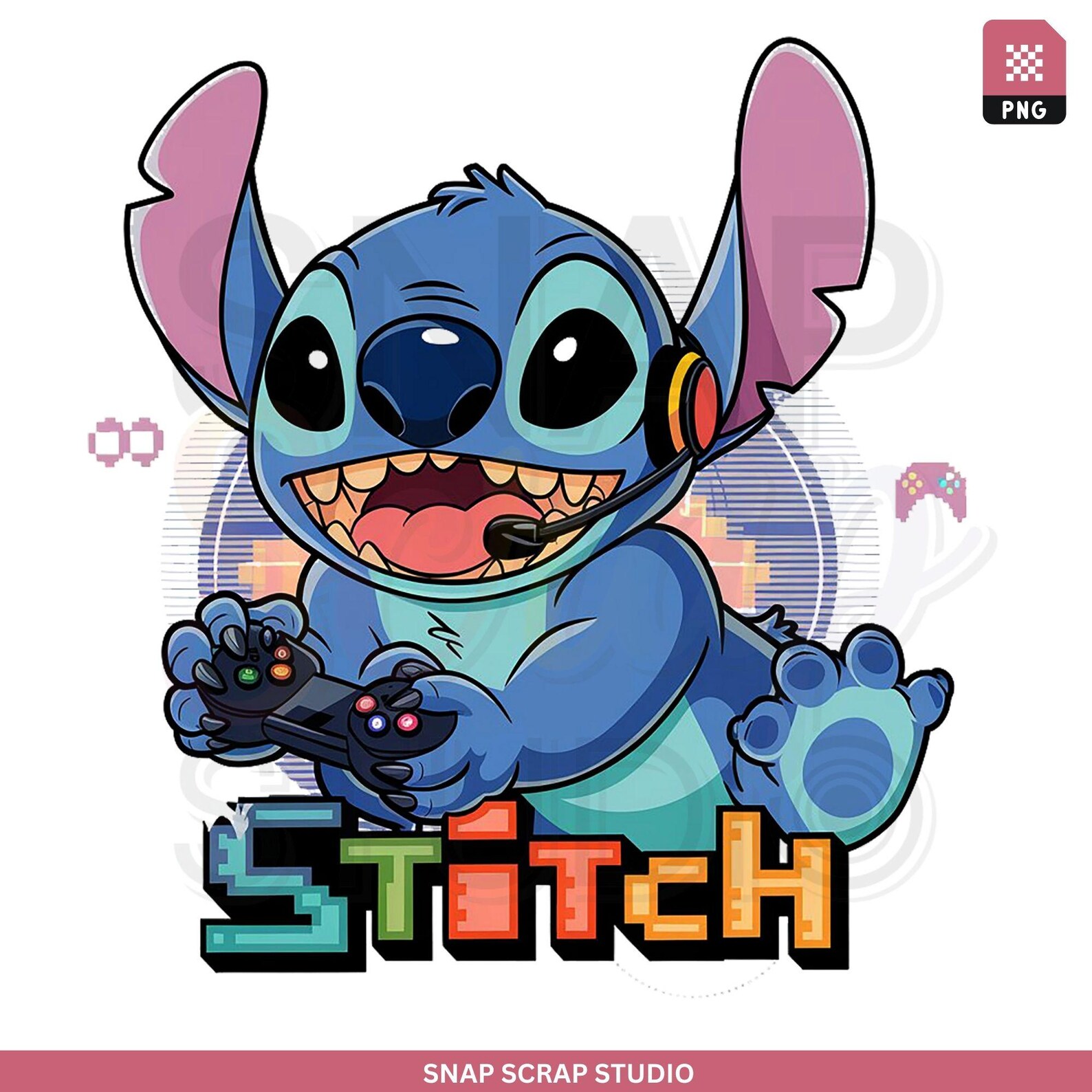 Gaming Stitch Png, Gaming Controller Sublimation Design, Urban Graphics ...