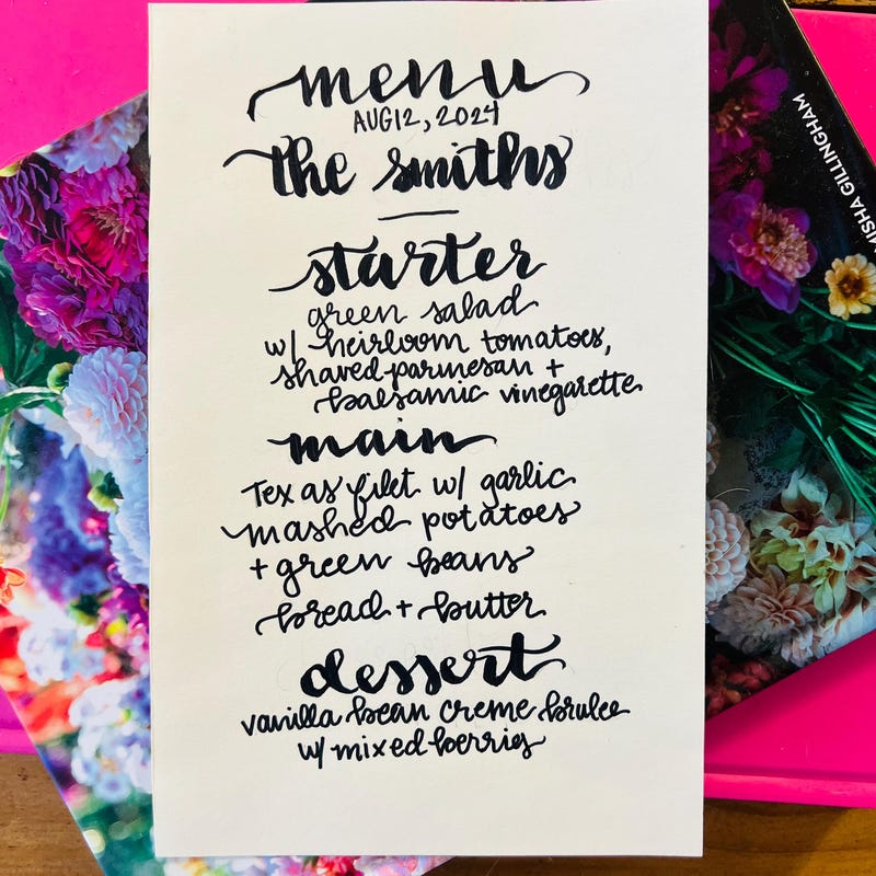 Hand Lettered Menu - Etsy
