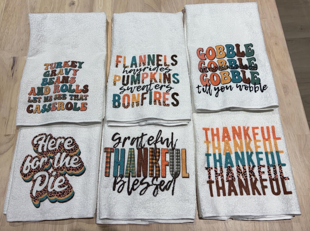 Retro Thanksgiving Kitchen Towels Set of 2 - Etsy