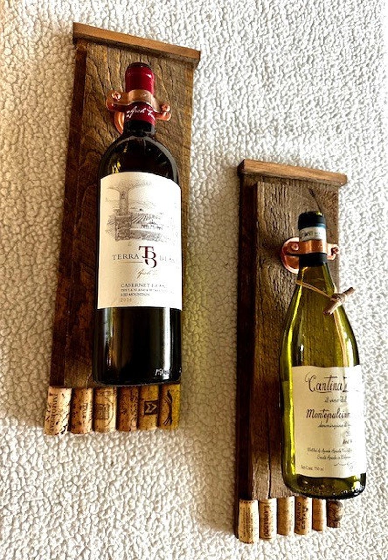 Rustic Barnwood Wine Bottle Display Wall Hanging - Etsy