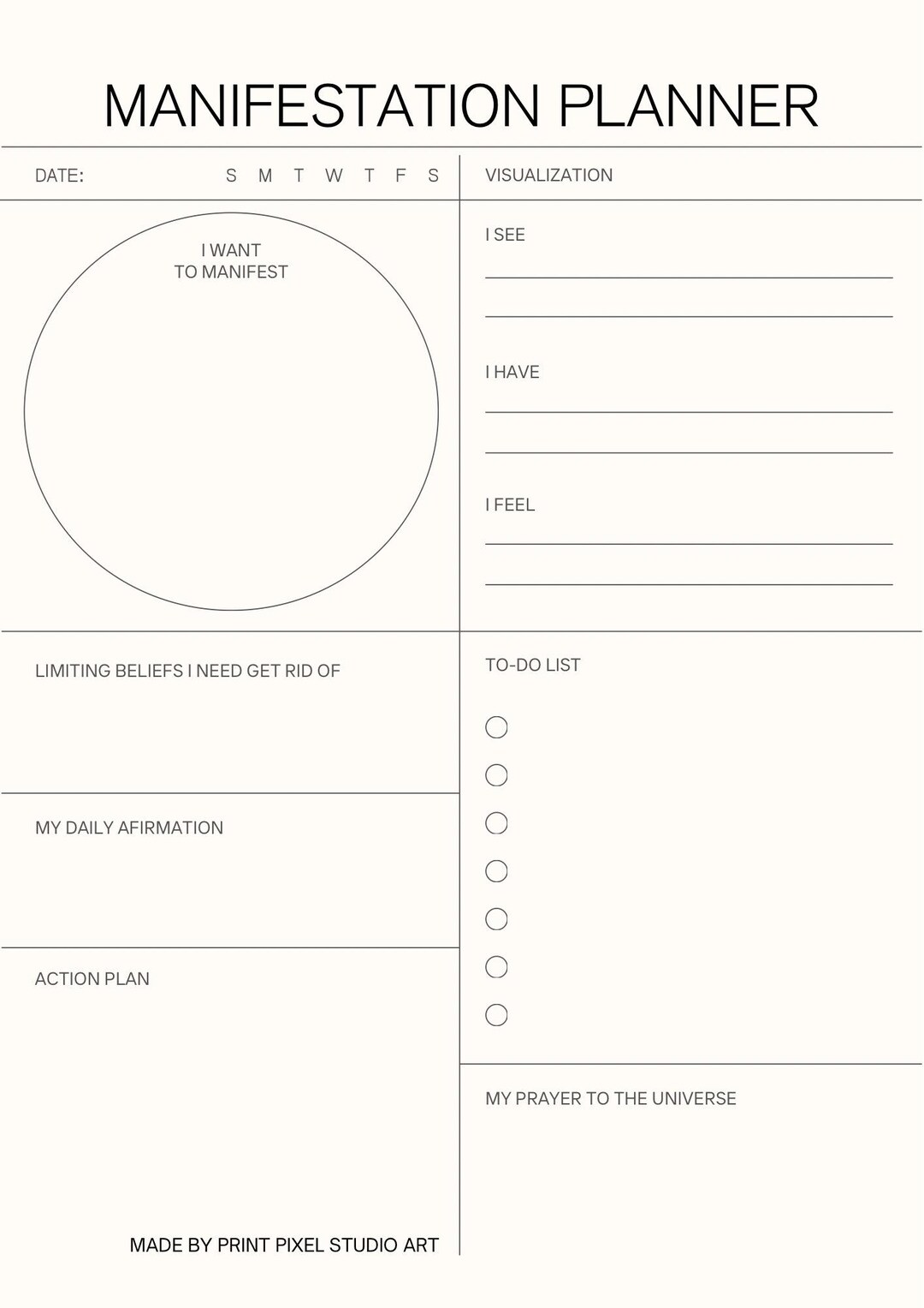 Daily Manifestation Planner Printable, Daily Planner, Manifestation ...
