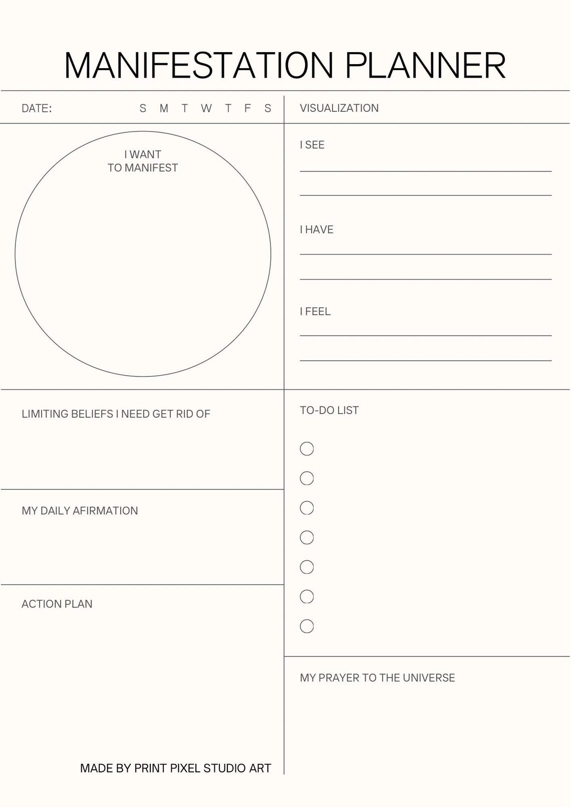 Daily Manifestation Planner Printable, Daily Planner, Manifestation ...