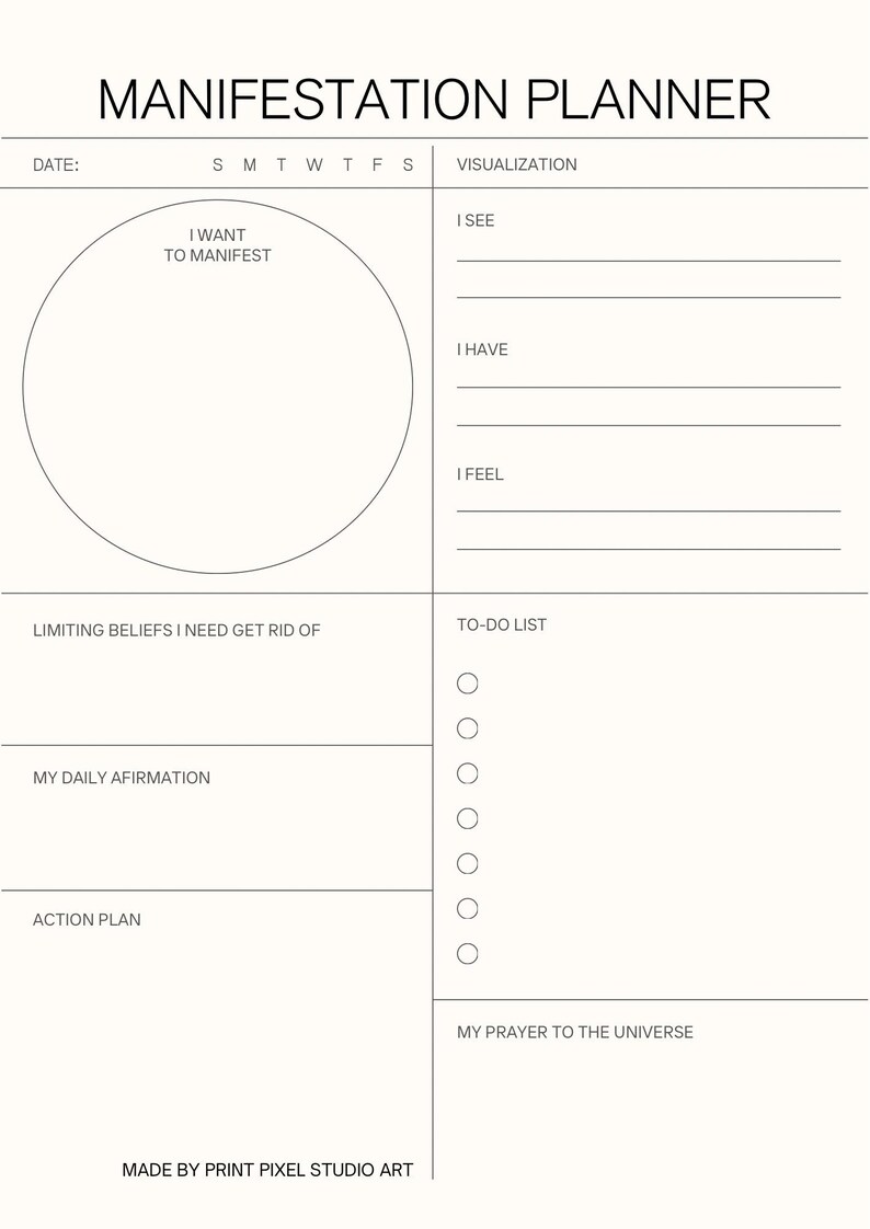 Daily Manifestation Planner Printable, Daily Planner, Manifestation ...