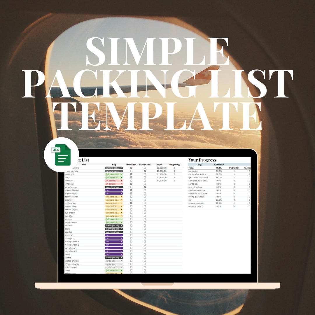 Digital Packing List Google Sheets Template - Etsy
