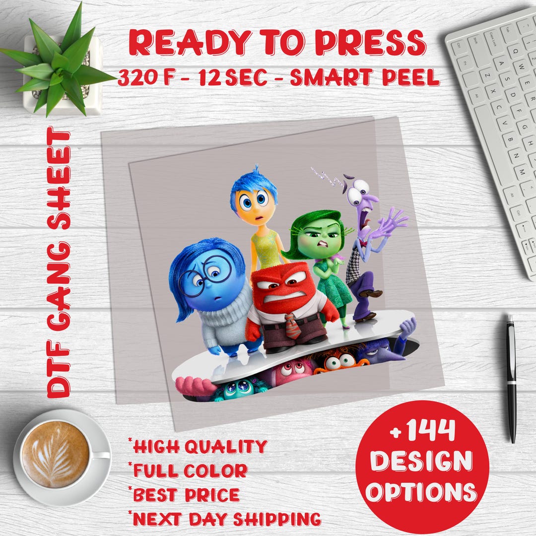 Inside Out Characters Dtf, Disney Inside Out Movie Dtf, Anxiety Joy ...