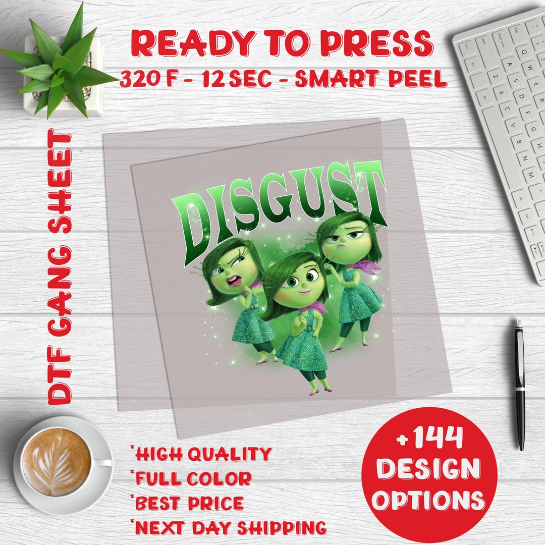 Inside Out Disney Disgust Dtf, Ready to Press, Disney Transfers, DTF ...